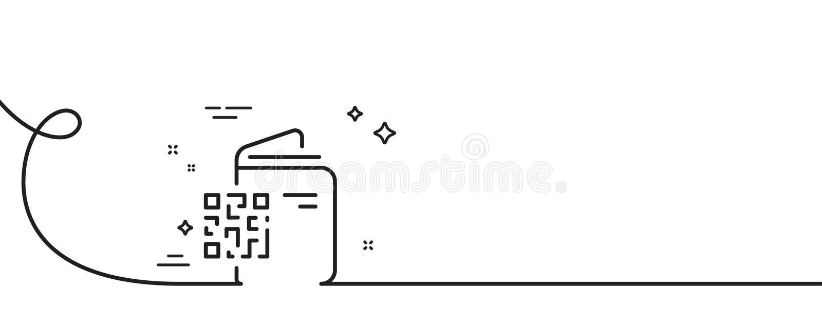 Qr Code Line Icon Scan Barcode Sign Continuous Line With Curl Vector