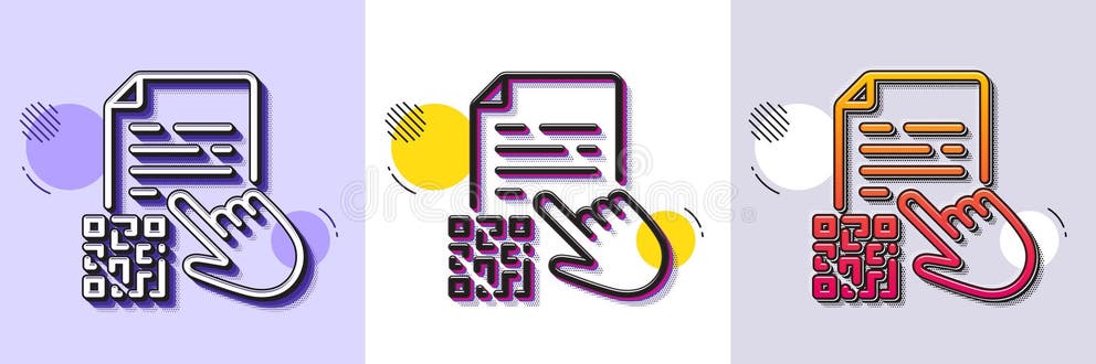 Qr Code Line Icon. Scan Barcode Sign. Halftone Dotted Pattern. Vector ...