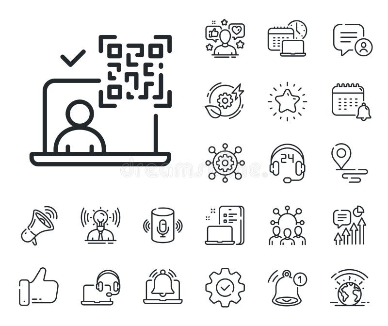 Qr Code Line Icon. Scan Barcode Sign. Place Location, Technology and ...