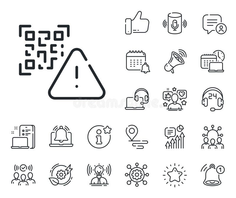 Qr Code Line Icon. Scan Barcode Sign. Place Location, Technology and ...
