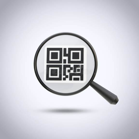 QR Code in Magnifying Glass 3d Rendering. Stock Illustration ...