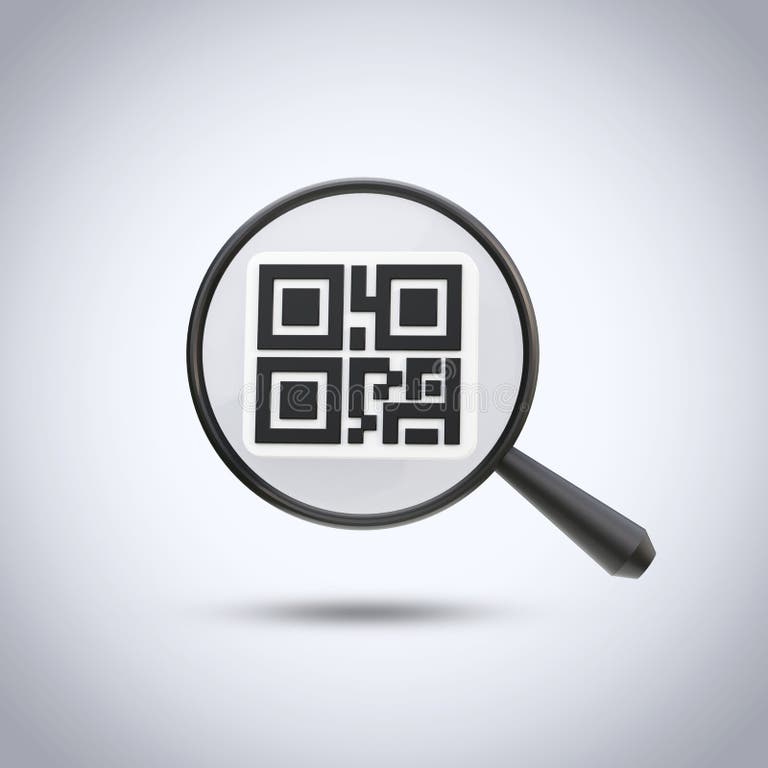 QR Code in Magnifying Glass 3d Rendering. Stock Illustration ...