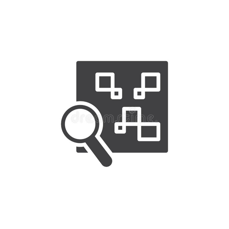 QR Code with Magnifying Glass Icon Vector Stock Vector - Illustration ...