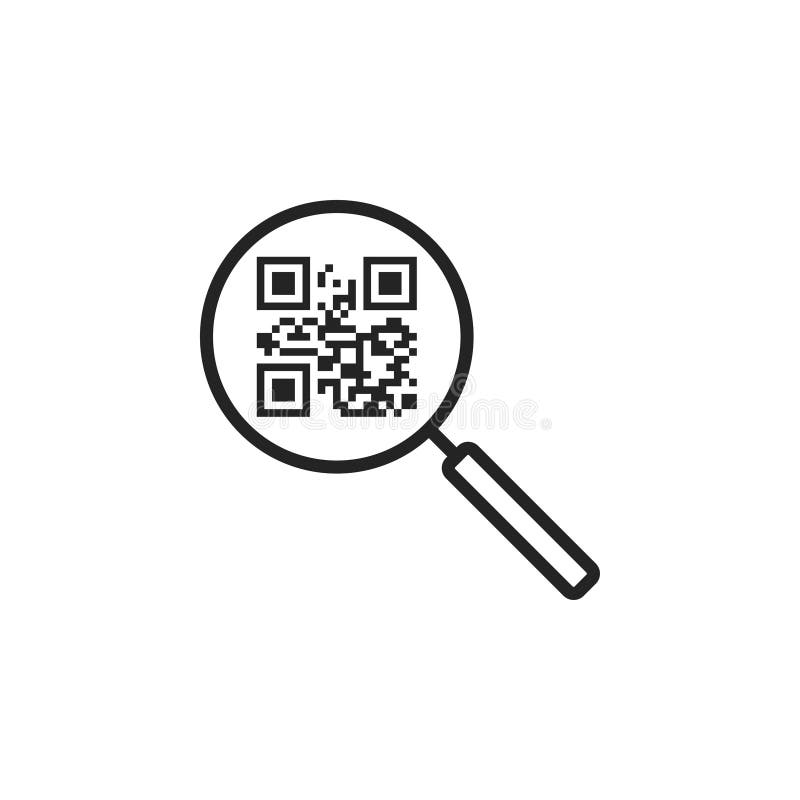 QR Code in Magnifying Glass 3d Rendering. Stock Illustration ...
