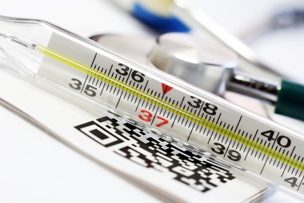QR Code and Mercury Thermometer, Black and White Stock Photo - Image of ...