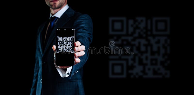 Qr Code Mobile. Digital Mobile Smart Phone with Qr Code Scanner on ...