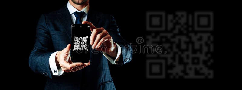 Qr Code Mobile. Digital Mobile Smart Phone with Qr Code Scanner on ...