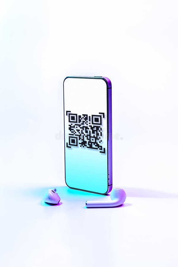 Qr Code Mobile. Digital Smart Phone with Qr Code Scanner on Smartphone ...