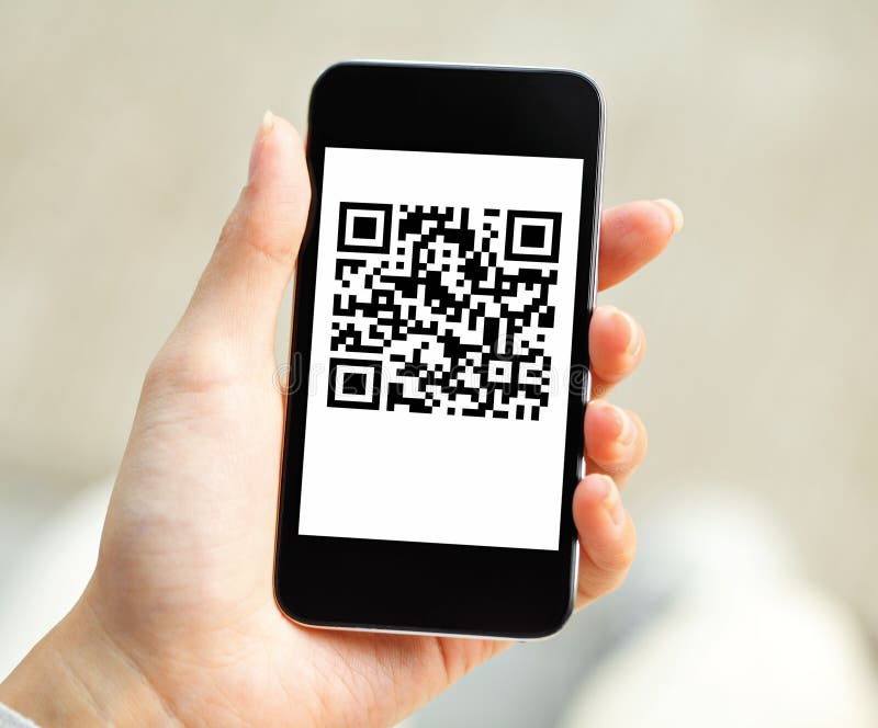 Hand Holding Mobile Phone with QR Code Scanner Editorial Image - Image ...