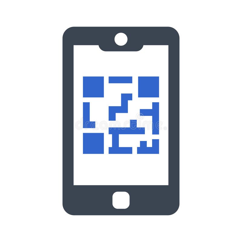 Qr code on mobile icon stock vector. Illustration of symbol - 212679579