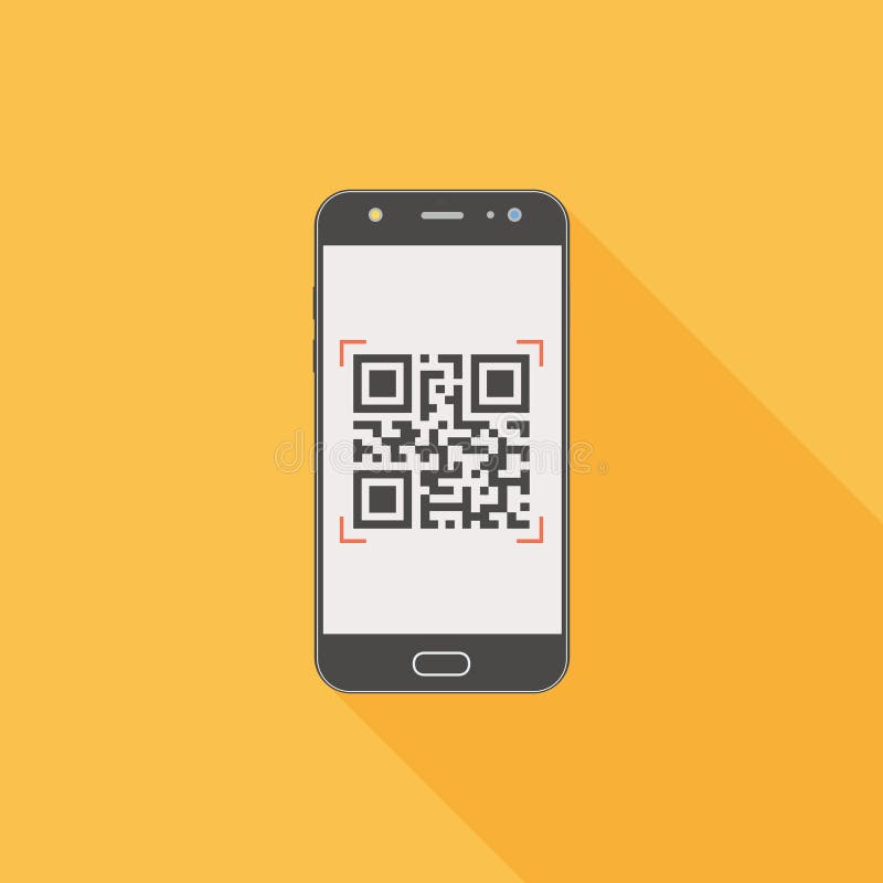 QR Code on Mobile Phone Flat Design Icon with Long Shadow Stock Vector ...