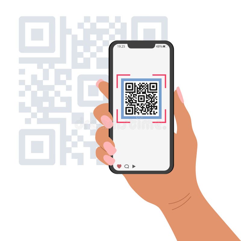 QR Code Mobile Phone Scan on Screen. Business and Technology Concept ...