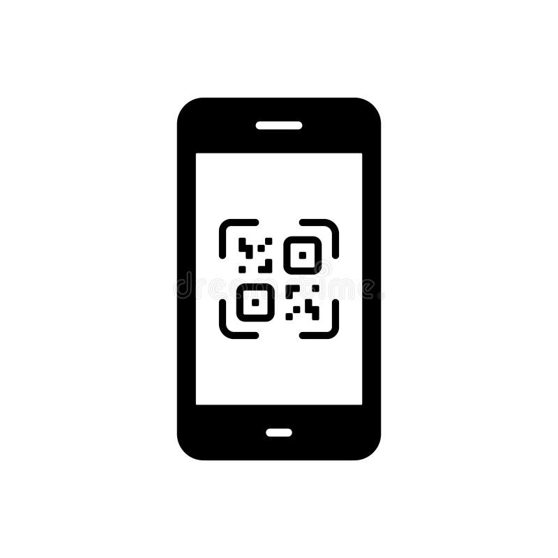 QR Code on Mobile Phone Silhouette Icon. Square QRcode App Scanner ... QR Code on Mobile Phone Silhouette Icon. Square QRcode App Scanner ...