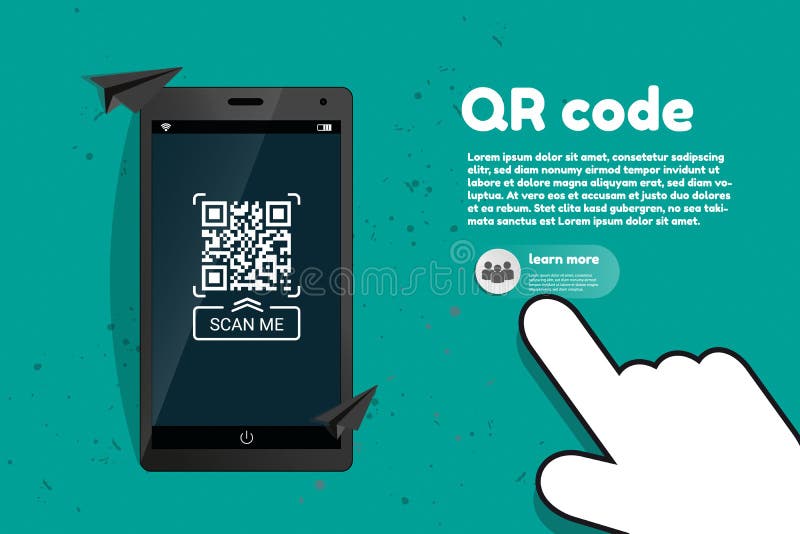 QR Code Mobile Scan Me Concept - 3D Illustration Isolated on Monochrome ...
