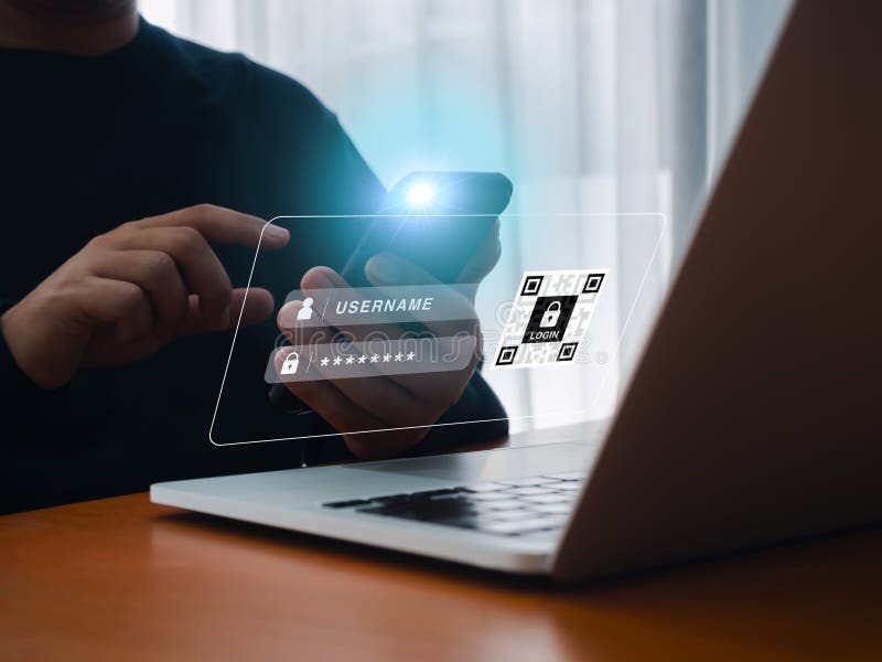 QR Code, Multi Factor Authentication Security Concept. Digital QR Code ...