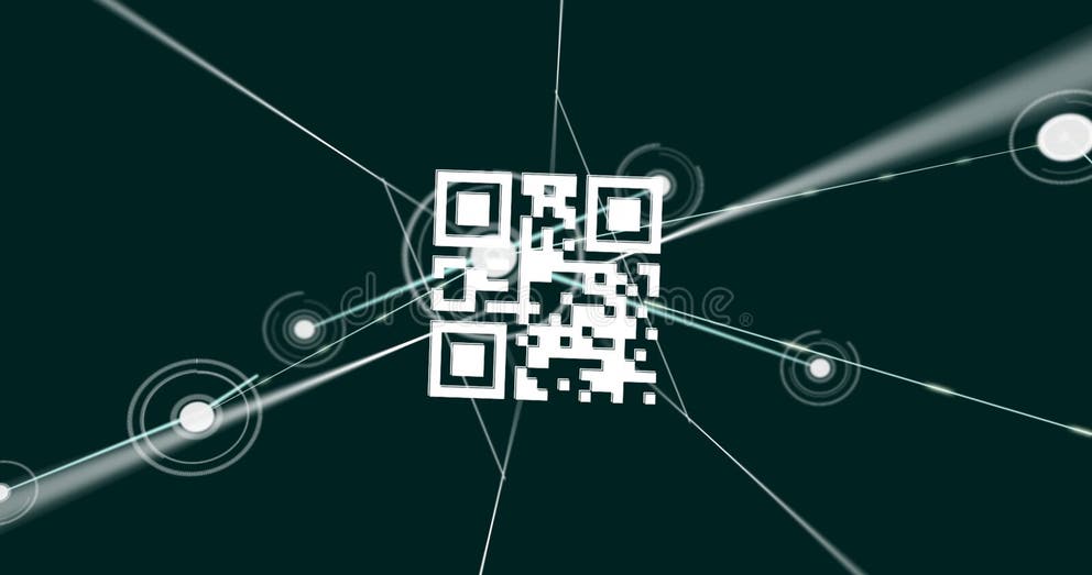 QR Code and Network Connections Image Over Dark Green Background Stock ...