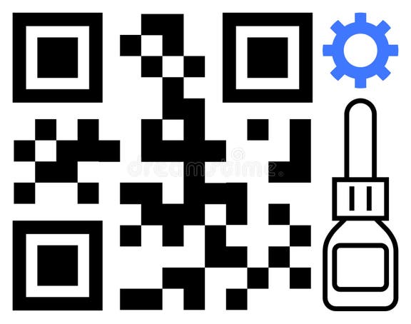 QR Code with Gear and Dropper Representing Digital Tools, Setup, and ...