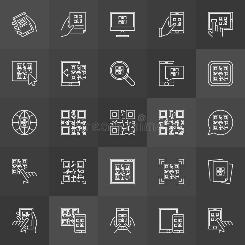 QR Code Outline Icons - Vector Set of Scan Codes Signs Stock Vector ...