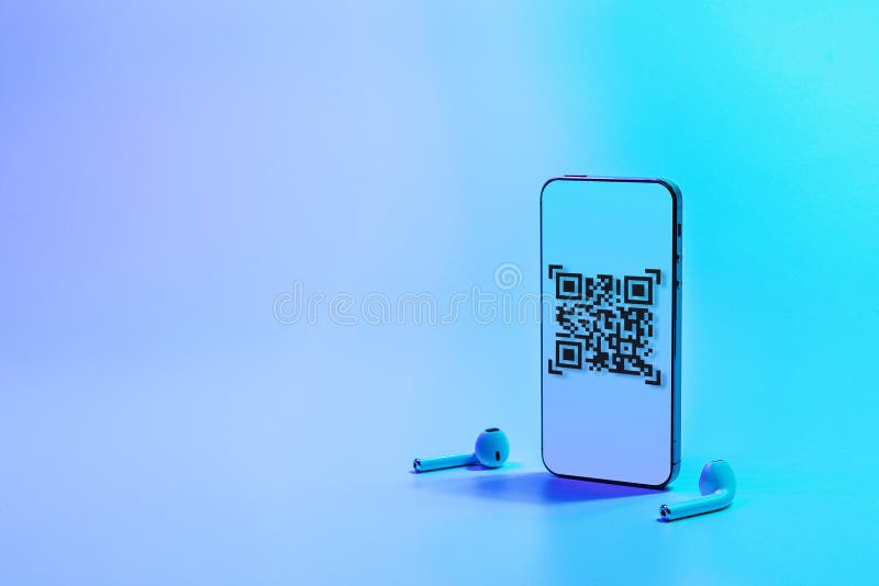 Qr Code Payment. Digital Mobile Smart Phone with Qr Code Scanner on ...