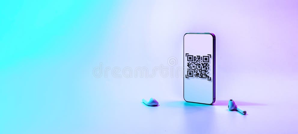 Qr Code Payment. Digital Mobile Smart Phone with Qr Code Scanner on ...