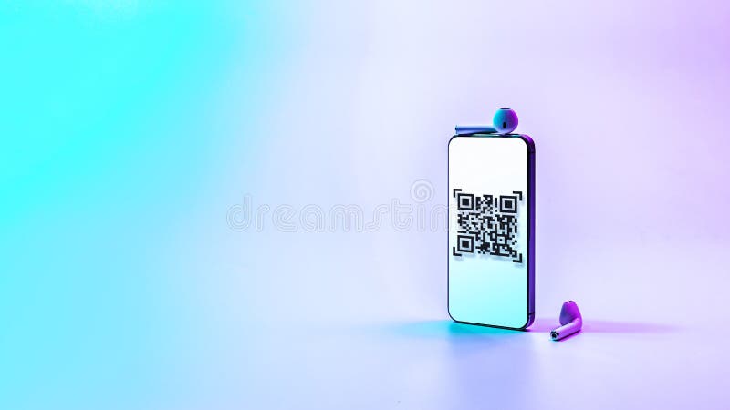 Qr Code Payment. Digital Mobile Smart Phone with Qr Code Scanner on ...