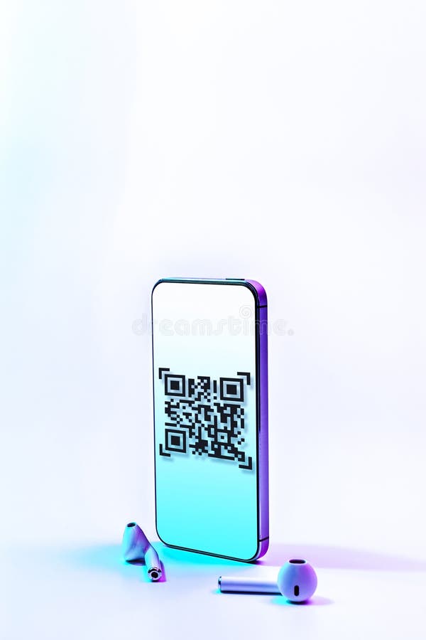 Qr Code Payment. Digital Mobile Smart Phone with Qr Code Scanner on ...