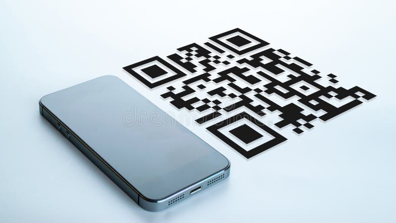 Qr Code Payment. Digital Mobile Smart Phone with Qr Code Scanner on ...