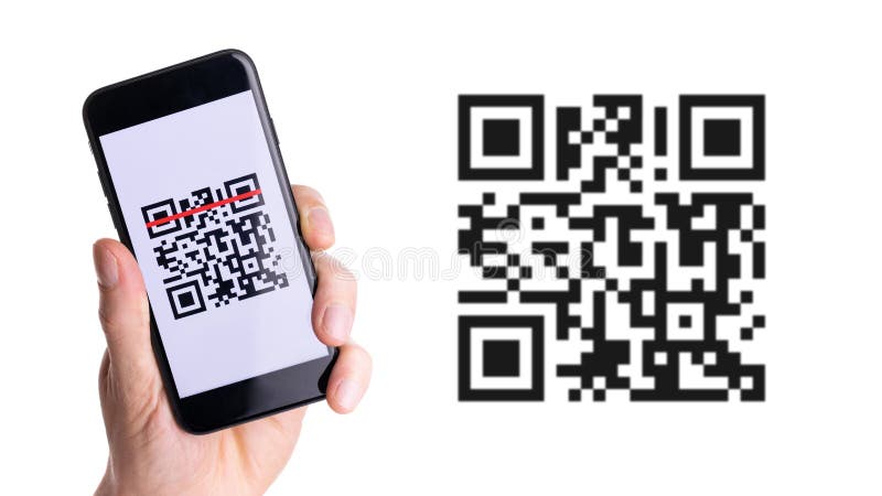 Qr Code Payment. Digital Mobile Smart Phone with Qr Code Scanner on ...