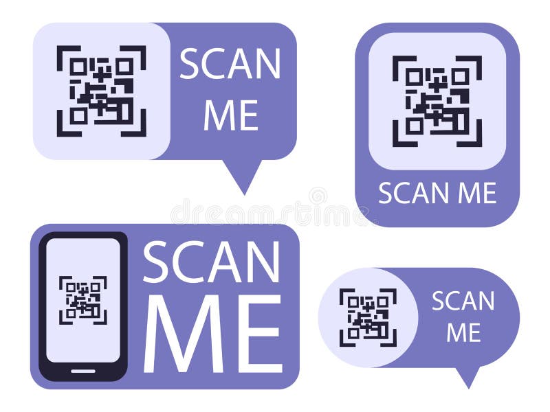QR Code Payment Scan Me Labels for Smartphone App, Vector Illustration ...