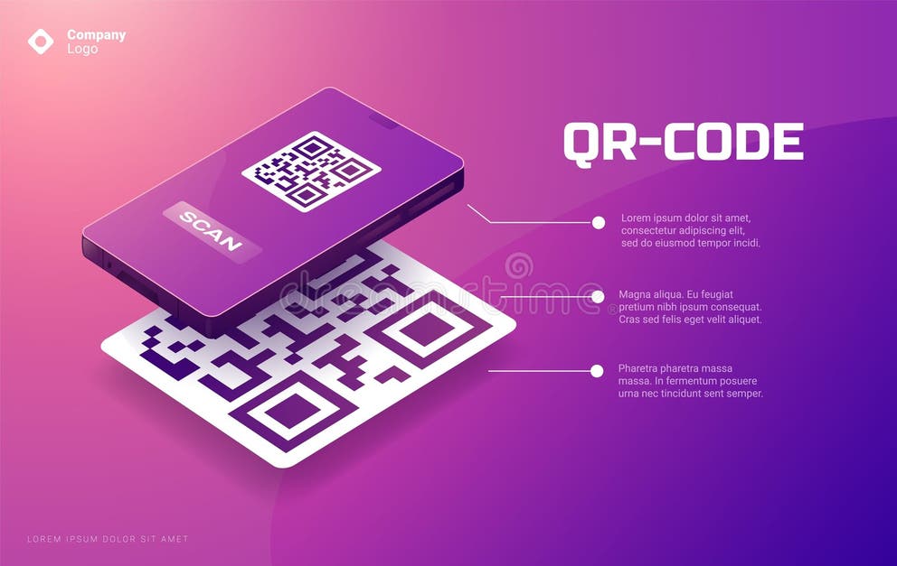 QR Code on Phone. Scan Me Coding for Mobile App Payment, Isometric ...