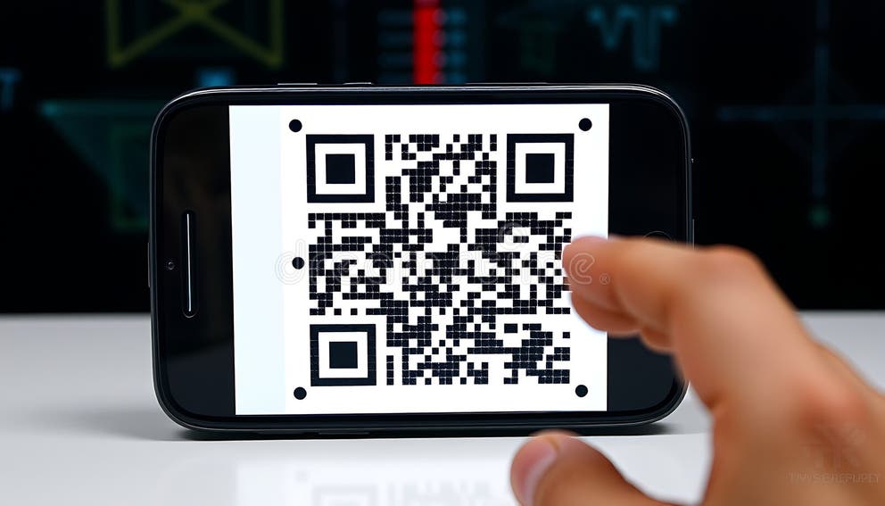 QR Code on Phone Screen Digital Technology Information Access ...