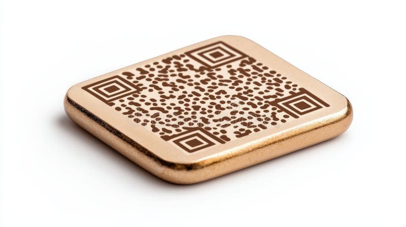 QR Code on a Polished Gold Square Surface for Modern Technological ...
