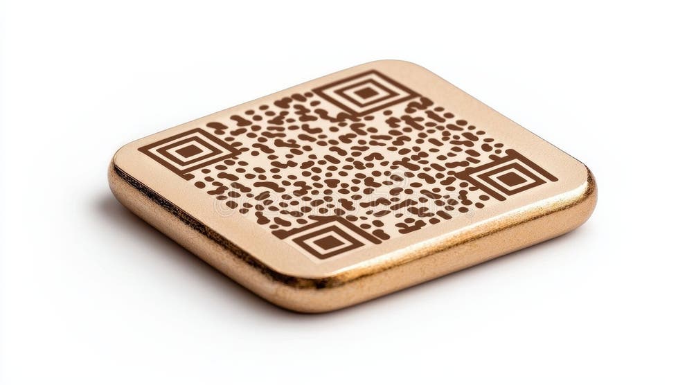 QR Code on a Polished Gold Square Surface for Modern Technological ...