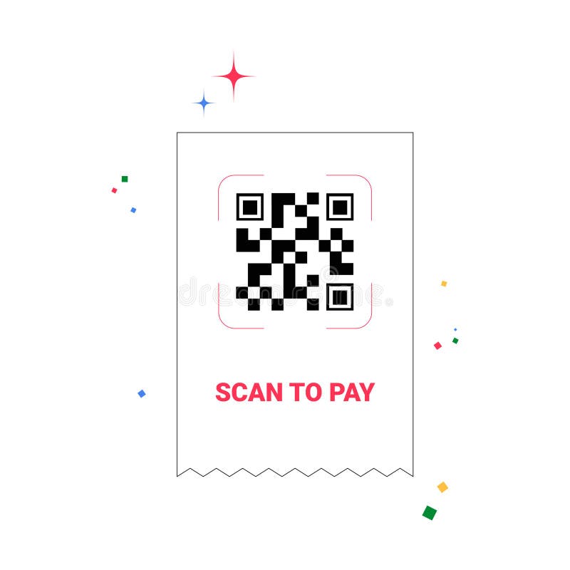 QR Code Receipt with Scan To Pay Text in Flat Vector Illustration ...