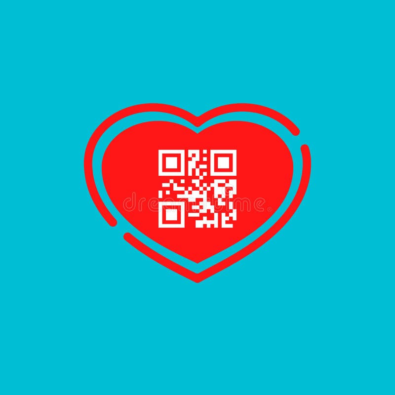 QR code in rood hart vector illustratie. Illustration of liefde - 87444843