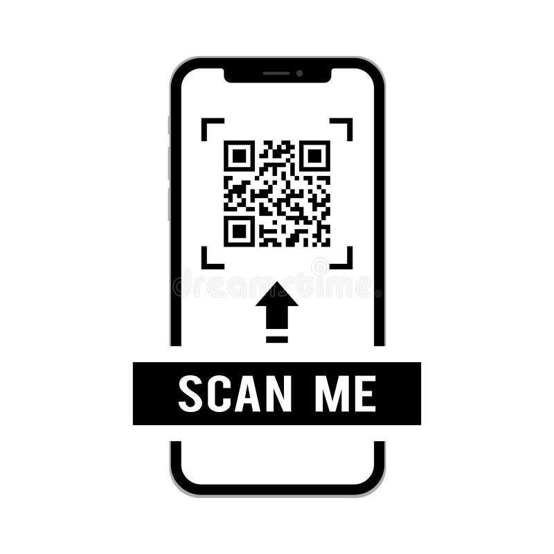 QR Code Scan Button with Smartphone, Stock Vector - Illustration of ...