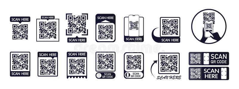 QR Code Scan Icon Set and Collection for Mobile Apps and Payments ...