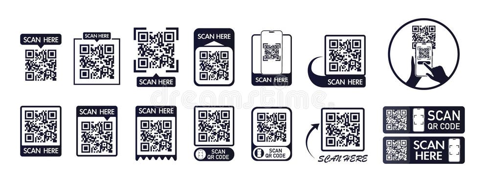 QR Code Scan Icon Set for Mobile Apps and Payments. QR Code Scan for ...