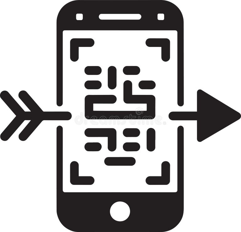 QR Code Scan Icon on Smartphone with Arrow Direction on Transparent ...