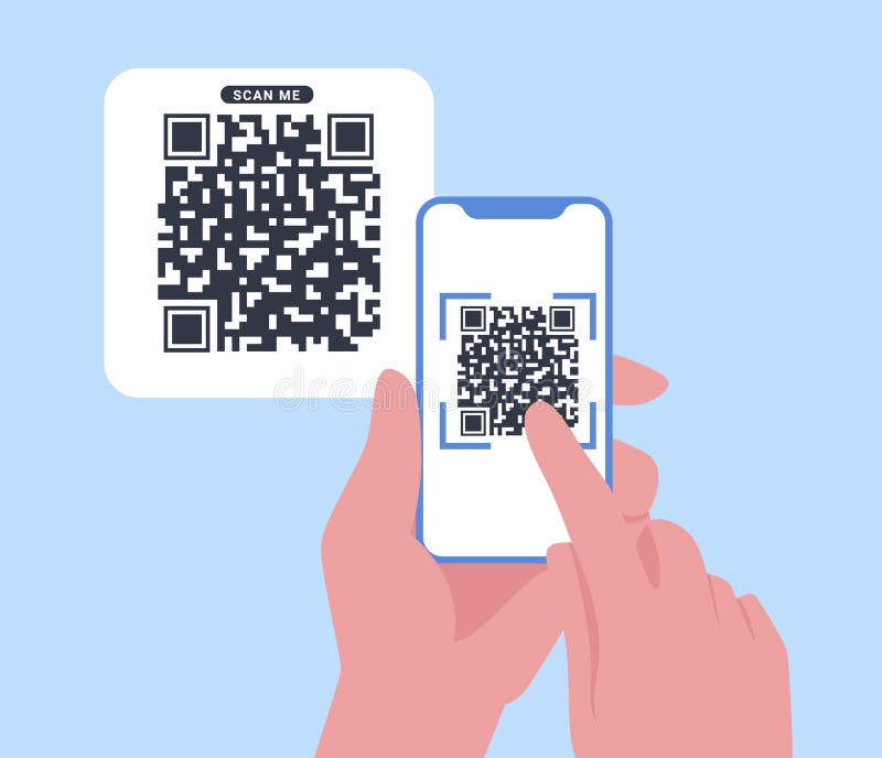 QR Code Scan with Smartphone in a Hand. Barcode for Payment, E Wallet ...