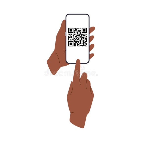QR Code Scan with Smartphone, Hand and Finger Reading Barcode on Screen ...