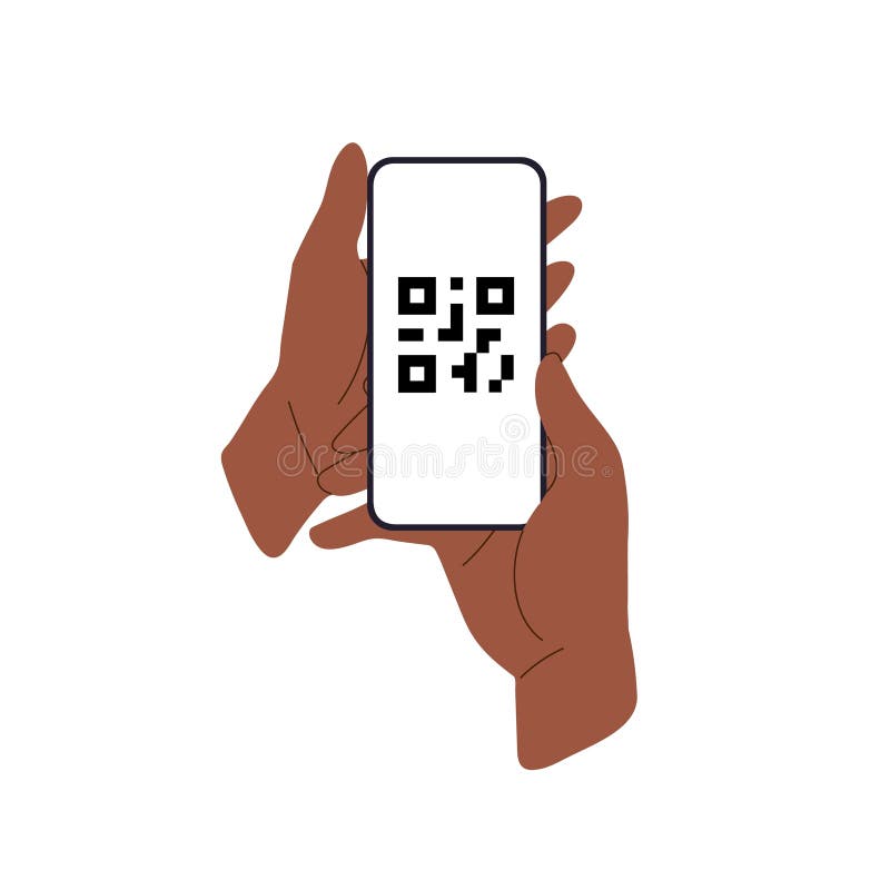 QR Code Scan with Smartphone, Person Holding Mobile Device and Reading ...