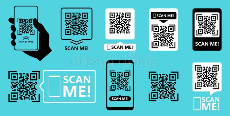 Qr Code Scan For Smartphone Qr Code Frame Vector Set Template Scan Me Qr Code For Smartphone