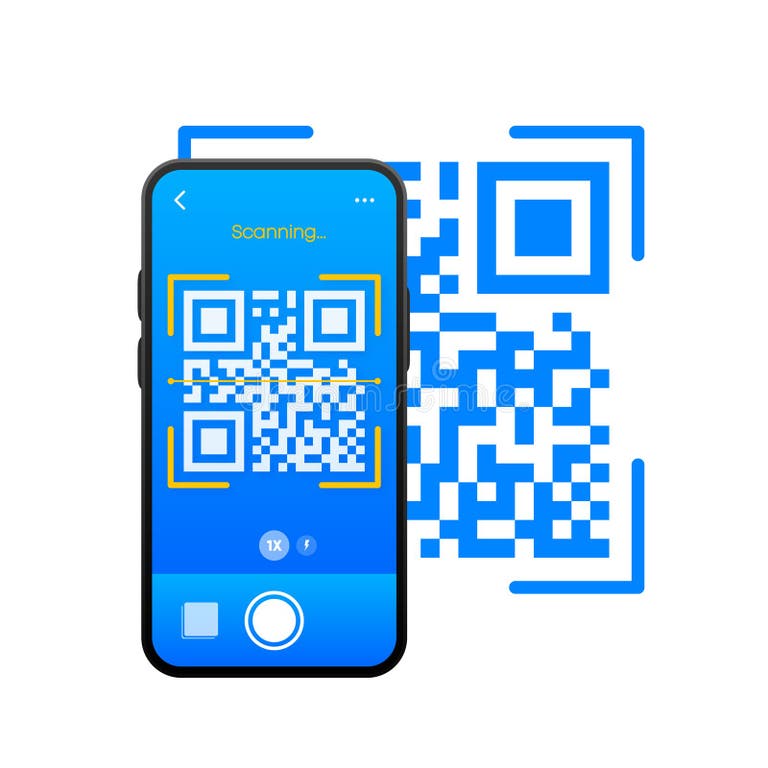 QR Code Scan on Smartphone. Qr Code for Payment. Mobile App for Phone Scanning QR-code. Vector ...