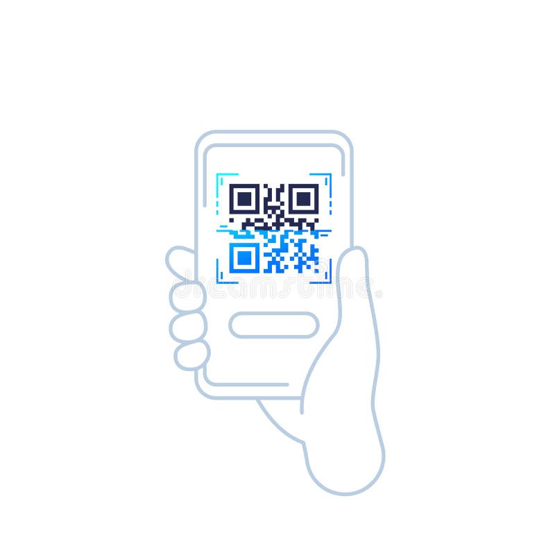 QR Code Scan Vector Icon with Phone Stock Vector - Illustration of ...
