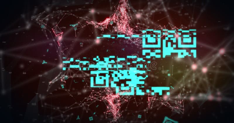 QR Code Scanner Against Network of Connections Stock Illustration ...