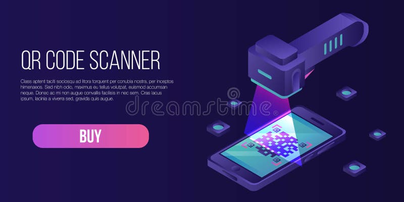 Qr Code Scanner Concept Banner, Isometric Style Stock Vector ...