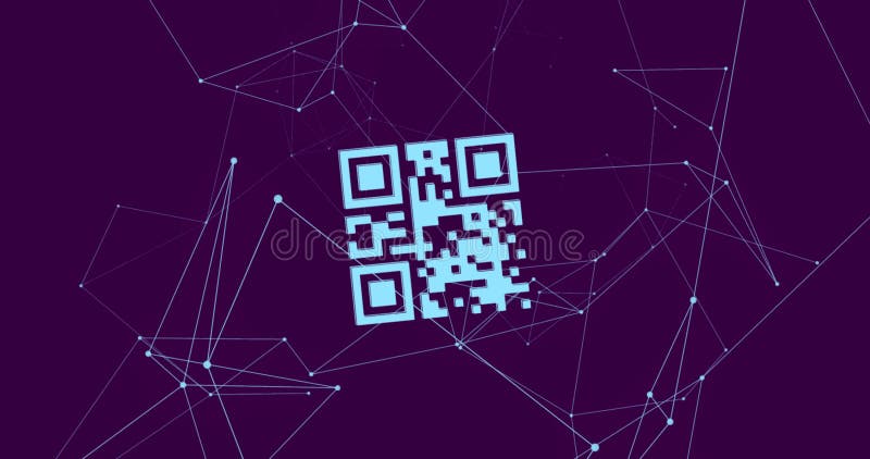 QR Code Scanner Over Network of Connections Against Blue Background ...