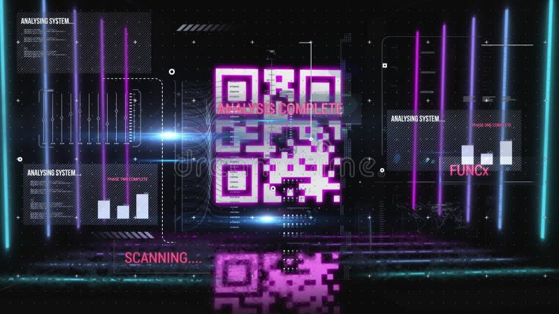 QR Code Scanning and Analysis System Animation with Futuristic Digital ...
