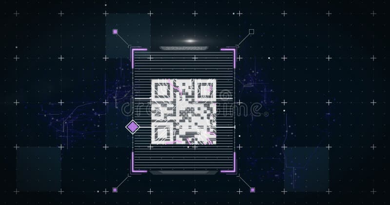 QR Code Scanning Animation with Digital Interface on Grid Background Stock Footage - Video of ...